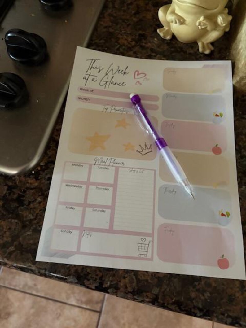 Weekly Meal & Life Planner | Printable PDF | Cute Pastel Grocery List ...