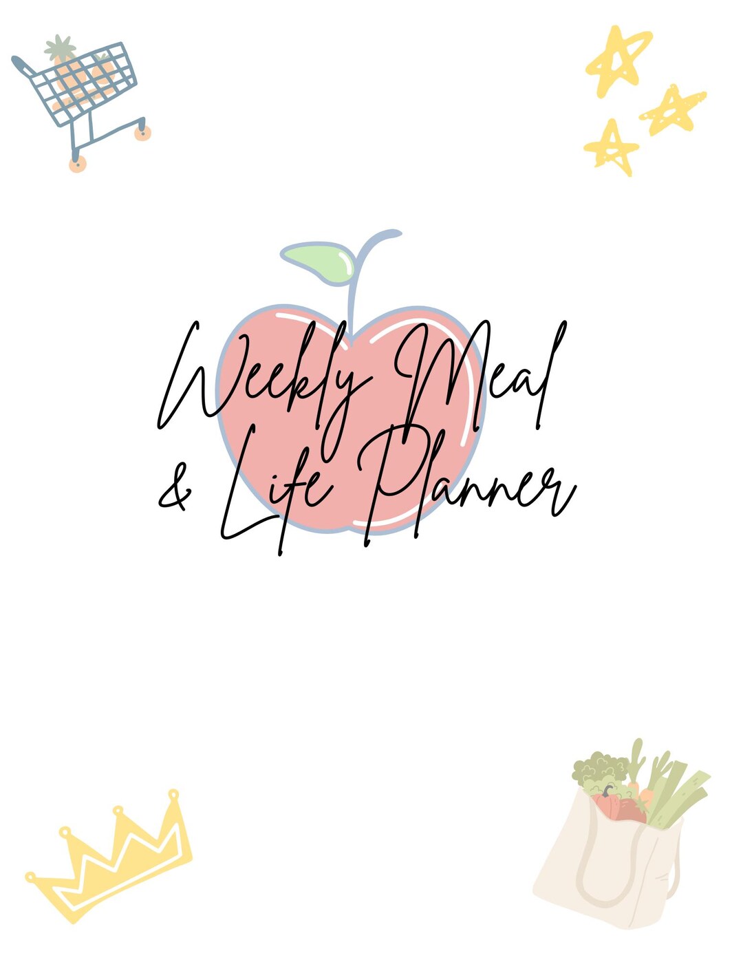 Weekly Meal & Life Planner | Printable PDF | Cute Pastel Grocery List ...