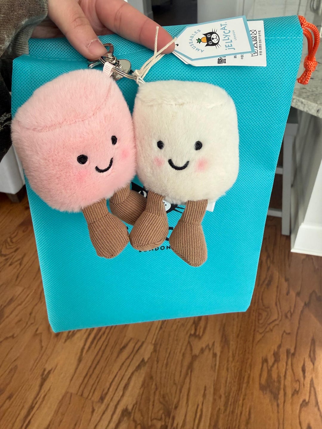Pink and White Marshmallow Keychain - Etsy
