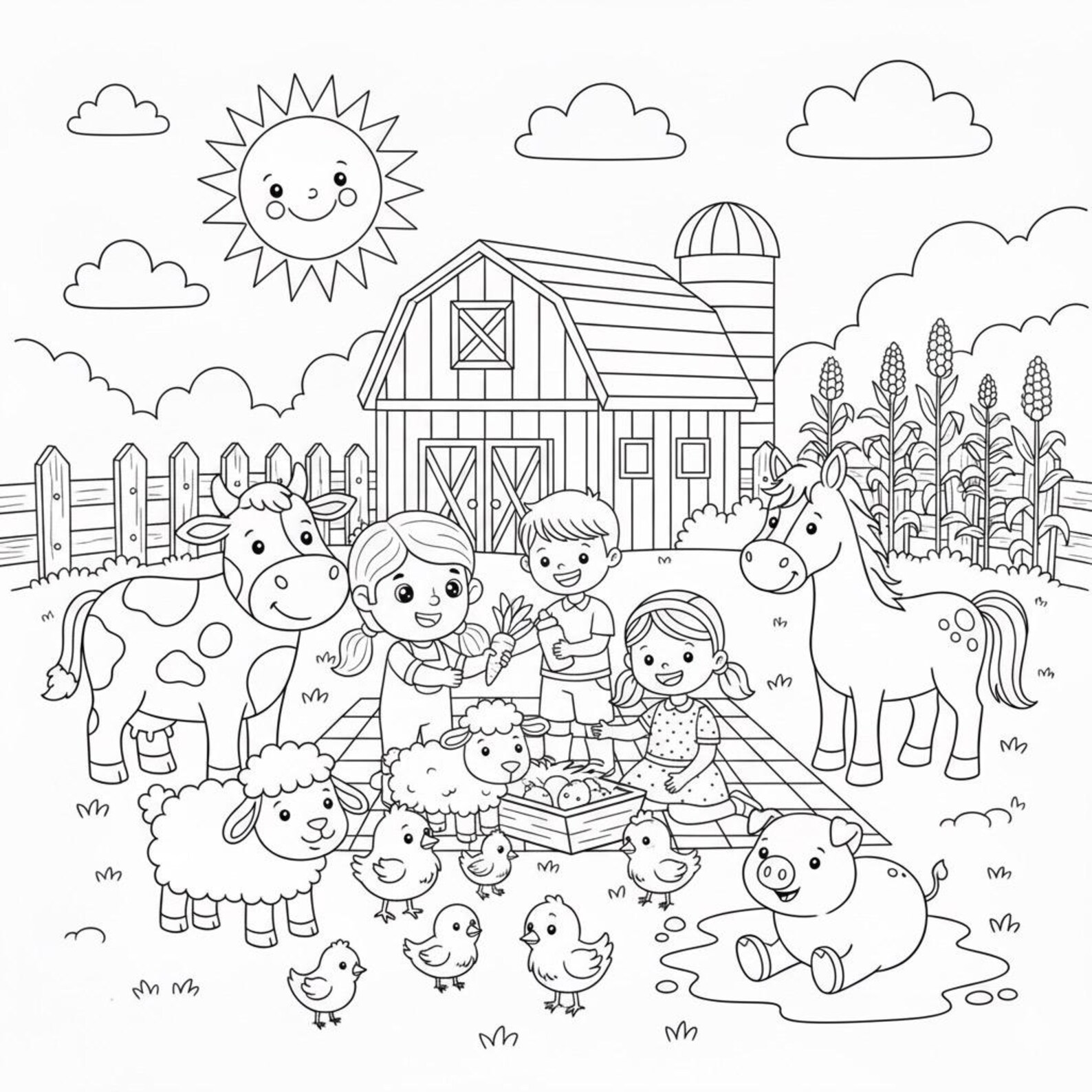 Farm Animals Coloring Book for Kids: 20 Printable Pages (PDF) - Etsy