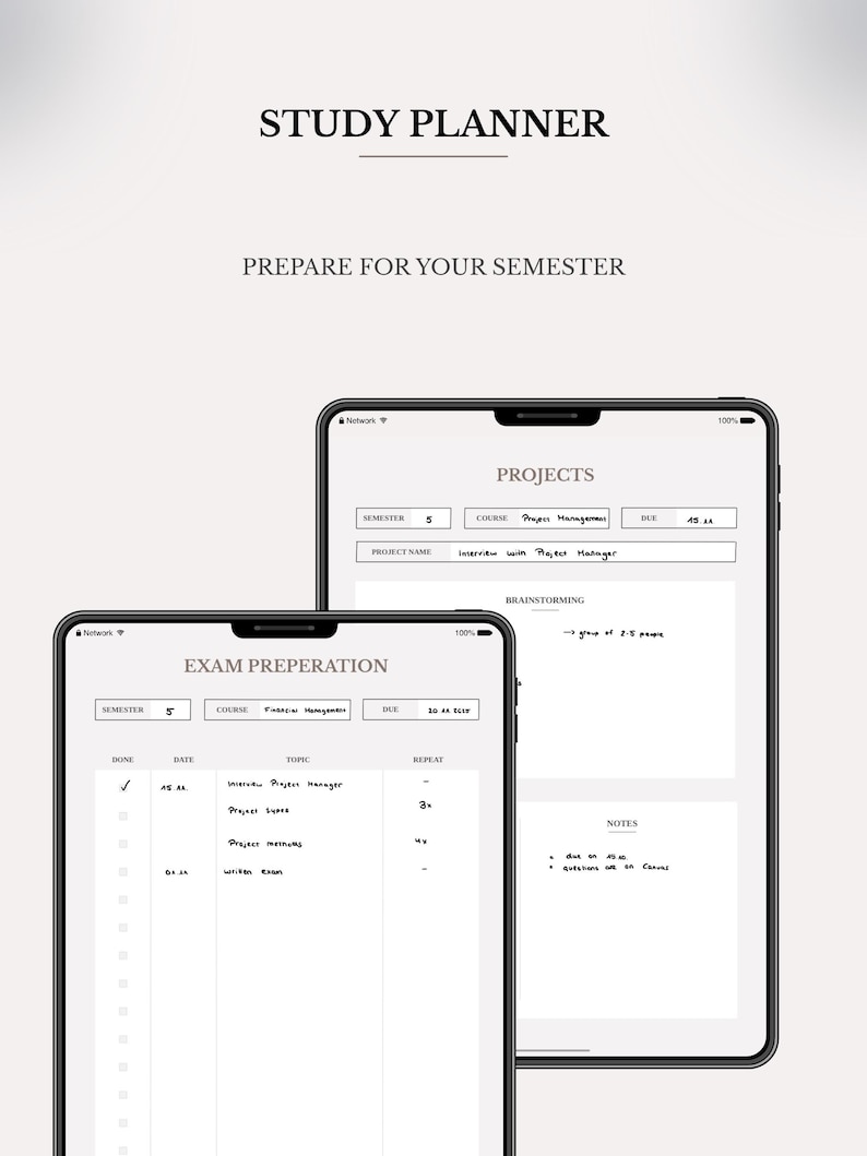 Digital Student Planner | Study Planner | Undated Semester, Weekly ...