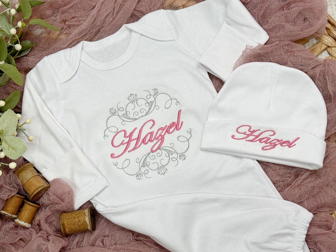 Newborn Girl Take Home Outfit Monogram Gown Personalized Baby Girl ...