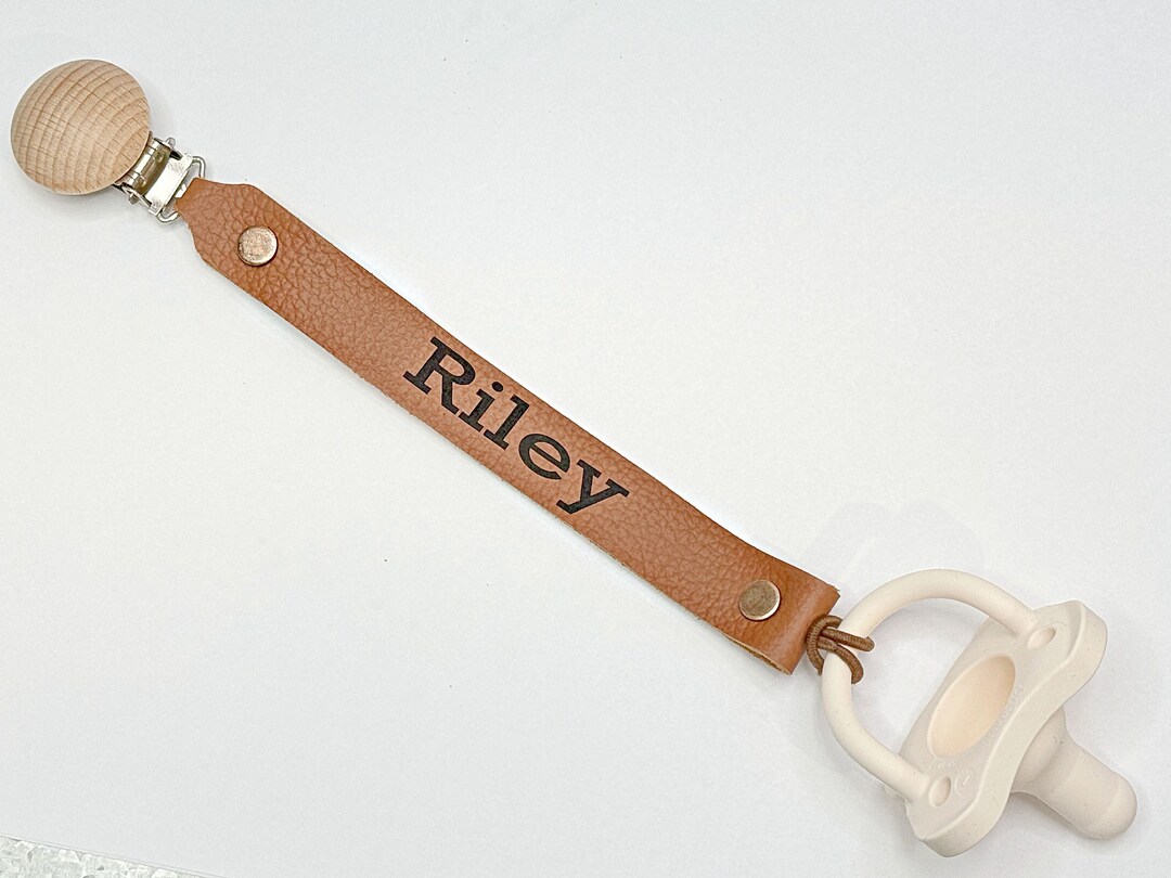 Personalized Leather Paci Clip Leather Pacifier Clip Personalized Baby ...