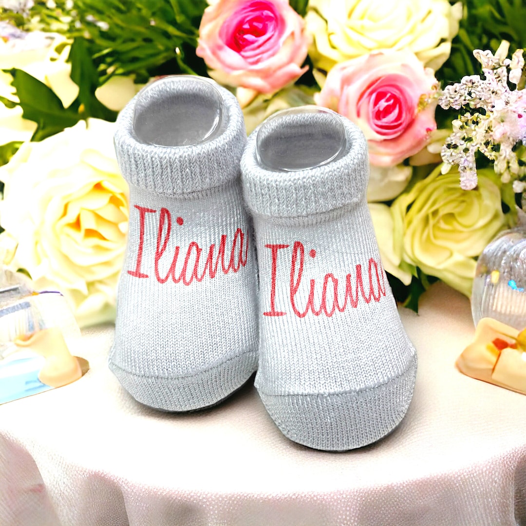 Baby Booties Custom Baby Socks, Personalized Baby Socks Baby Arrival ...