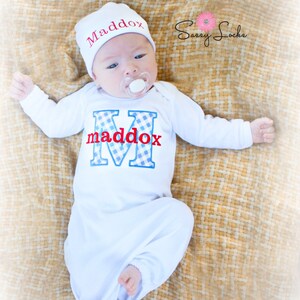 Newborn Boy Gown Clothes Personalized Baby Boy Take Home Outfit ...