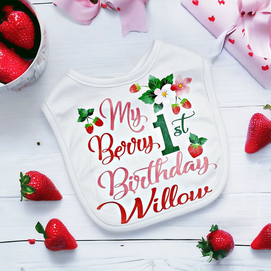 Berry 1st Birthday Bib Berry First Birthday Bib Strawberry Birthday - Etsy
