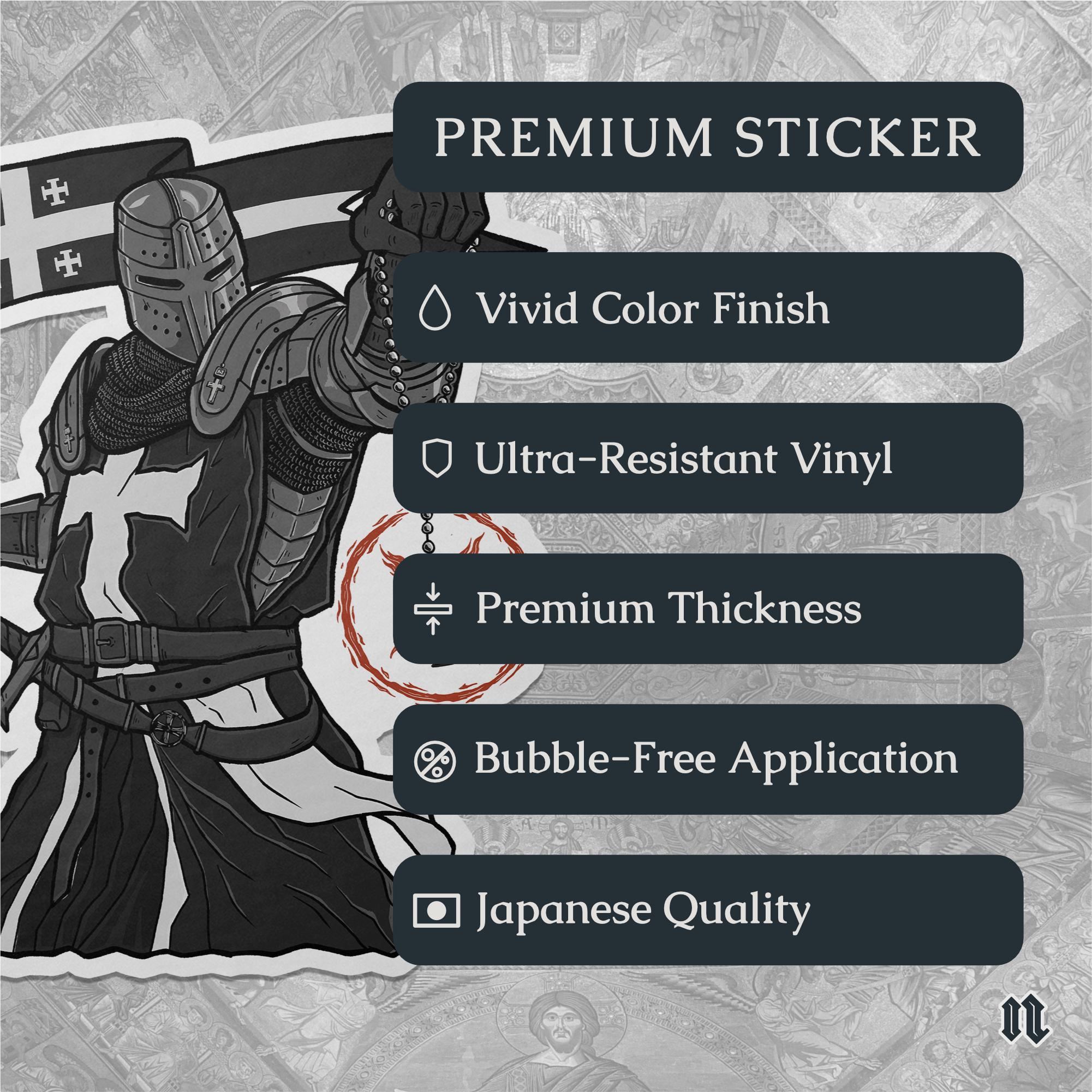 Christian Templar Knight Sticker Crusader Durable Glossy Vinyl, Rosary ...