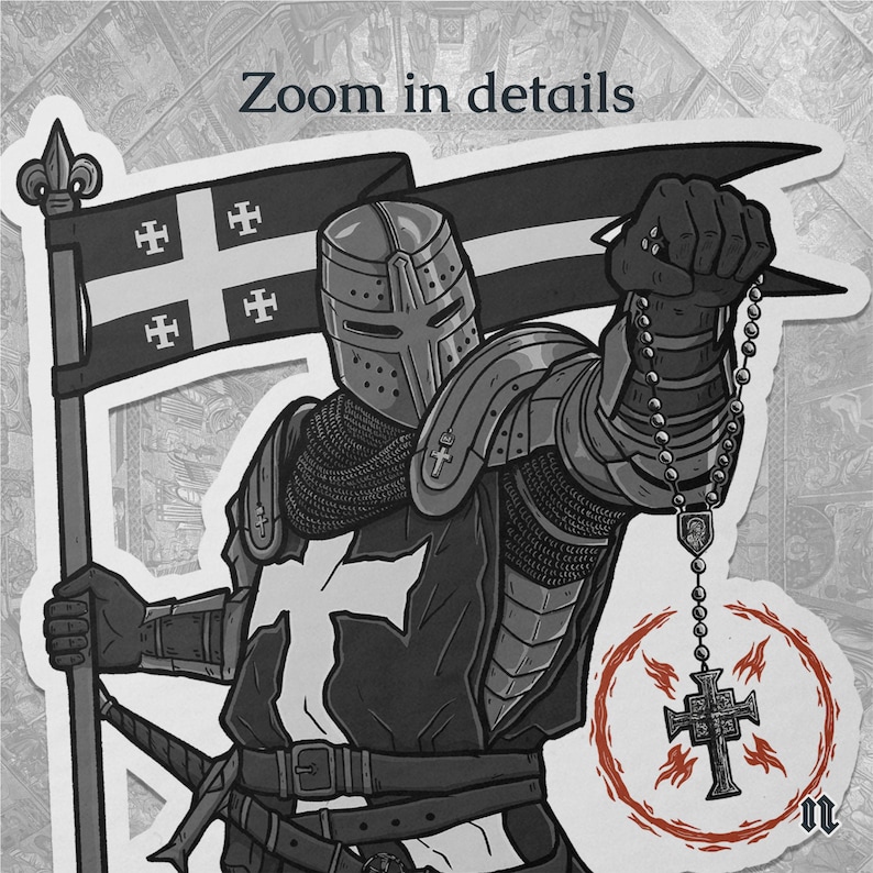 Christian Templar Knight Sticker Crusader Durable Glossy Vinyl, Rosary ...