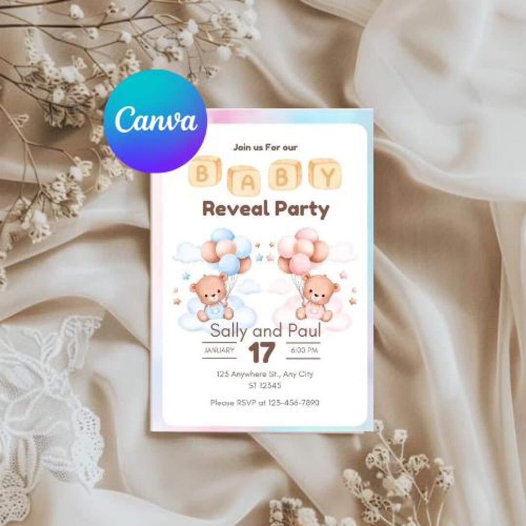 Gender Reveal Invitation | Printable Gender Reveal Party Invite | Canva ...