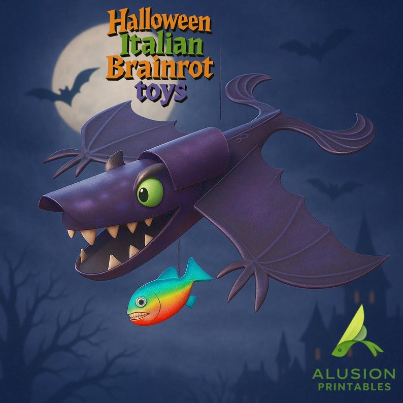 Halloween Italian Brainrot Paper Toy - Bombardilo Vampirino. Printable ...