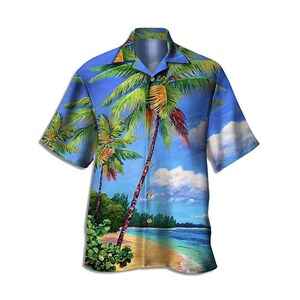 8 Styles Parrots Animal Print Lapel Short Sleeve Hawaiian Shirts Summer ...