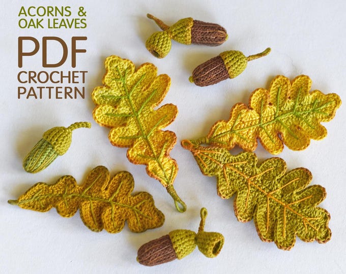 Oak Leaves Acorns Crochet Pattern PDF – Amigurumi Autumn Decor ...