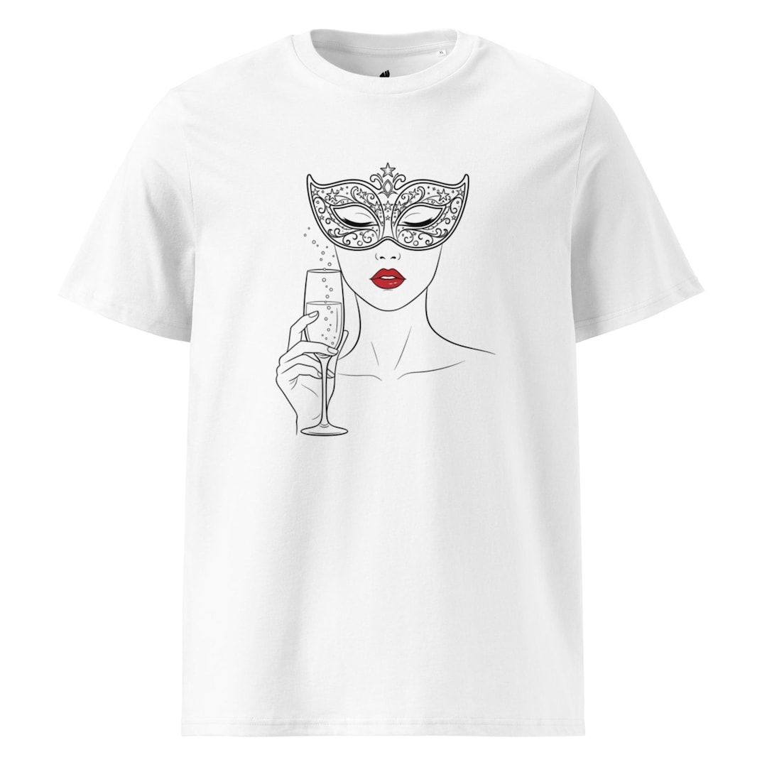 Elegant Masquerade Woman Line Art T-shirt: Organic Cotton T-shirt - Etsy