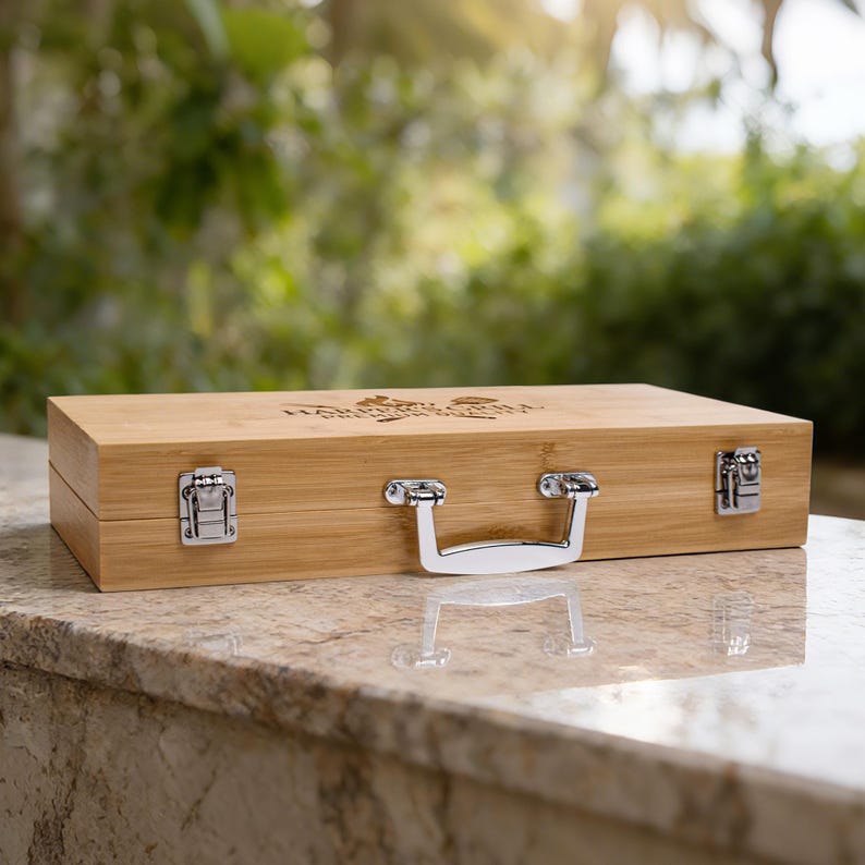 Personalized Engraved BBQ Tool Set With Wooden Box, Father's Day ...