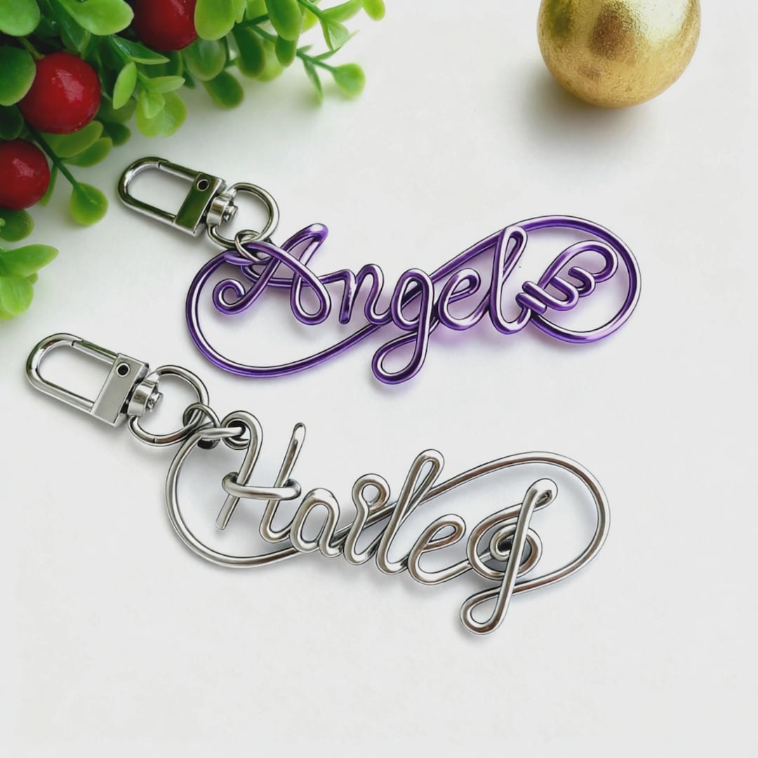Custom Wire Name Keychain, Personalized Book Bag Charm for Him ...