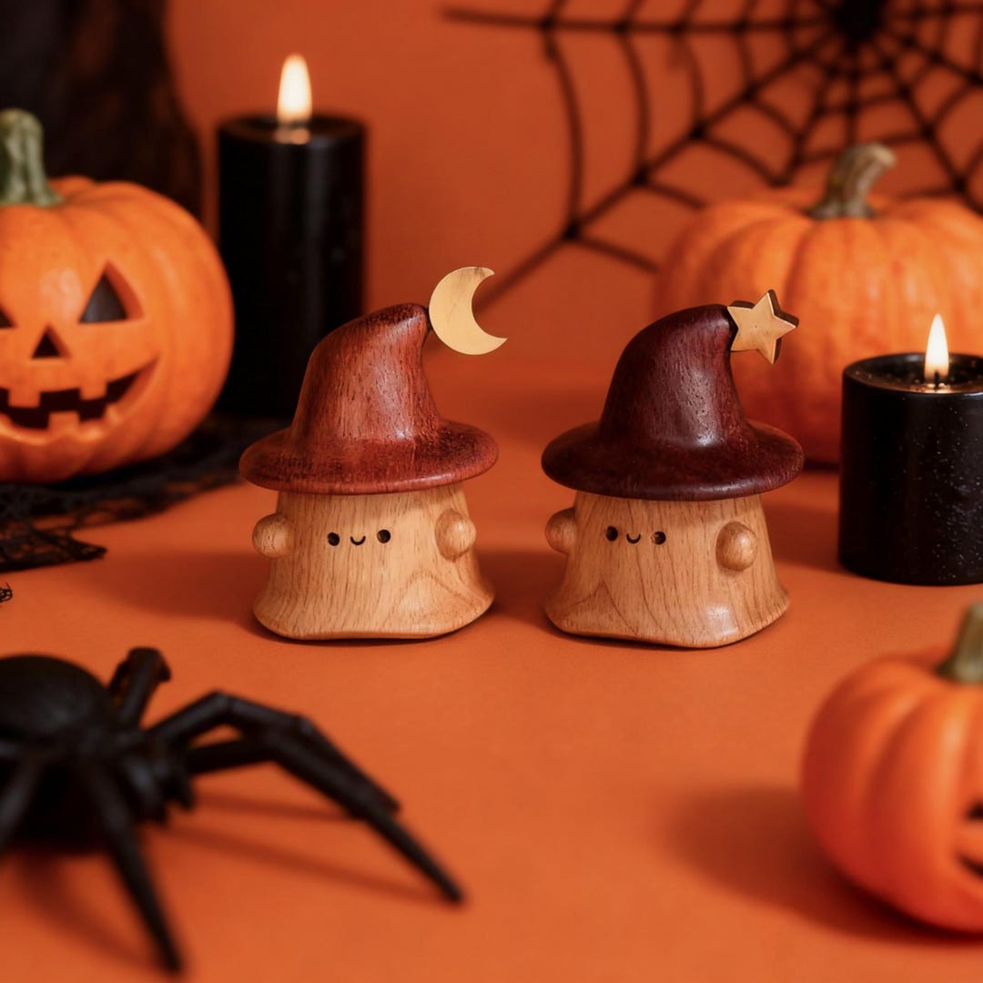 Wooden Halloween Ghost Desk Ornament, Ghost Wood Sculpture Decor, Mini ...
