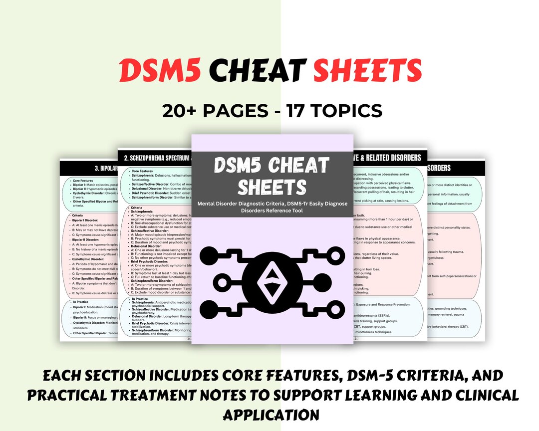 DSM-5 Cheat Sheets – Mental Disorder Diagnostic Criteria | Therapist ...