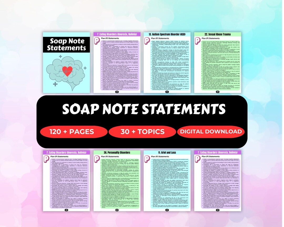 SOAP Note Statements | Therapy Documentation Guide (PDF Download) - Etsy