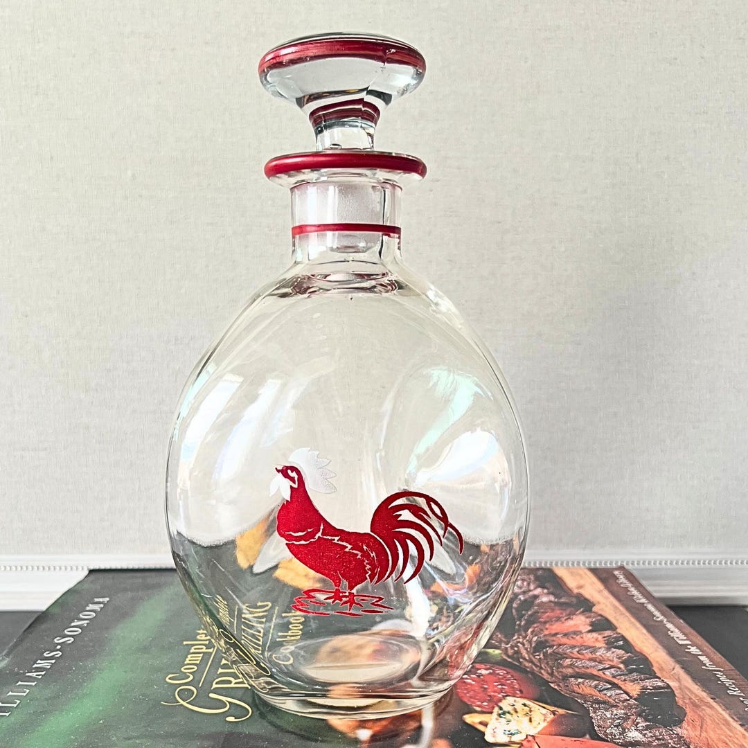 Mid-century Rooster Decanter | 1960s Pinch-style Glass Barware With ...