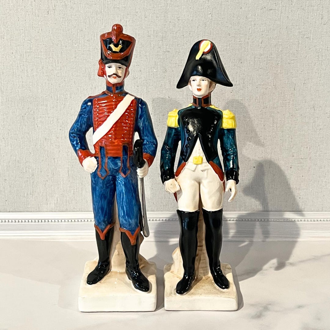 Vintage Hand-painted Ceramic Napoleonic Officer & Napoleon Figurines ...