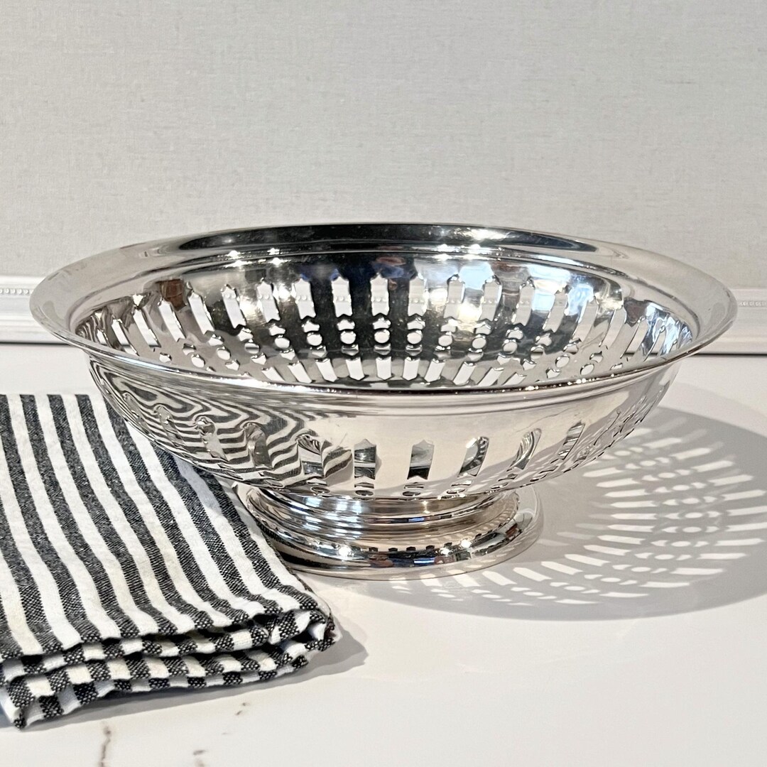 Vintage German Silverplate Pierced Pedestal Bowl | Heirloom Tableware ...