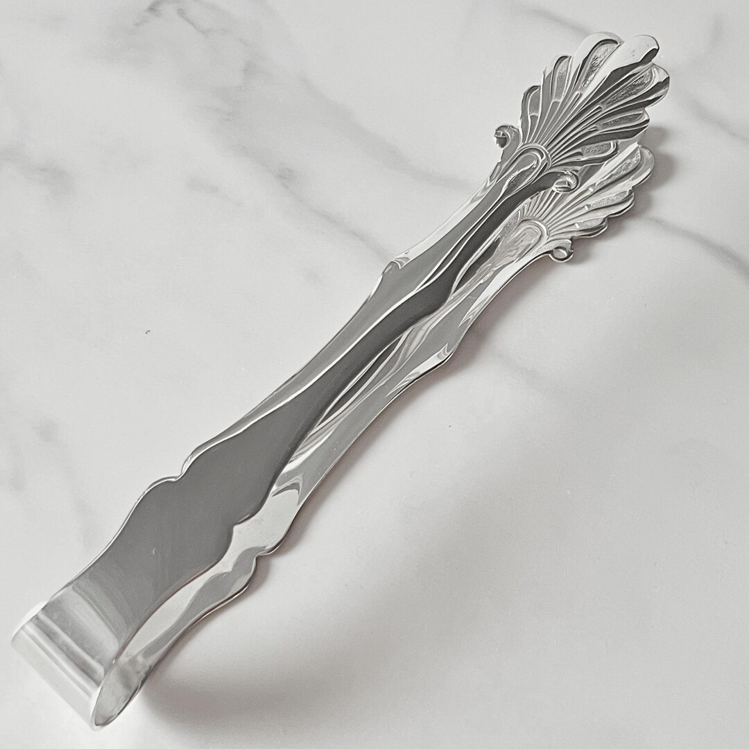 Art Deco Silver Plate Ice Tongs — 7.5", 1930s Fan & Bead Motif, English ...