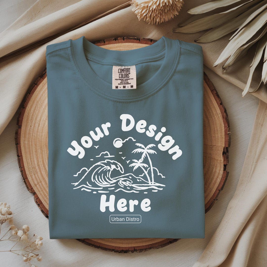 Comfort Colors T-shirt Mockup: Ice Blue Flat Lay (digital PSD & JPEG ...