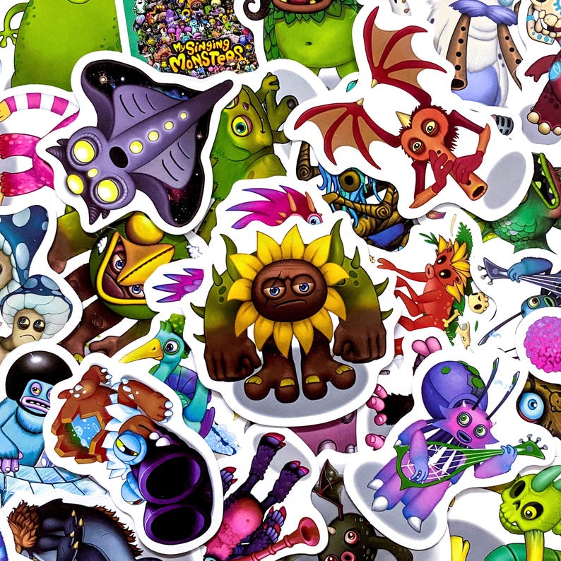 Pack of 50 My Singing Monsters Stickers, Monster Music Stickers, Cute ...