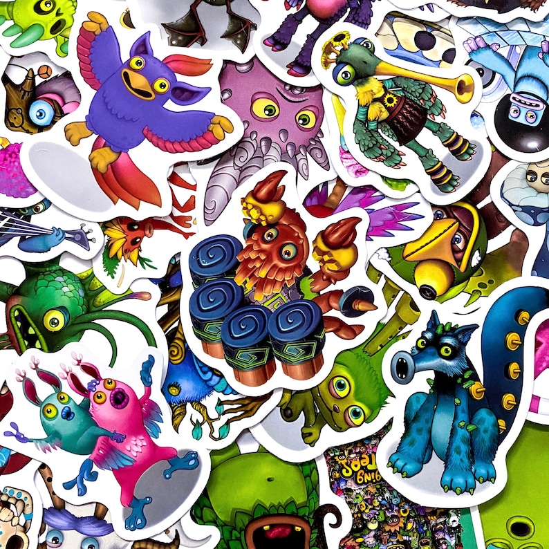 Pack of 50 My Singing Monsters Stickers, Monster Music Stickers, Cute ...