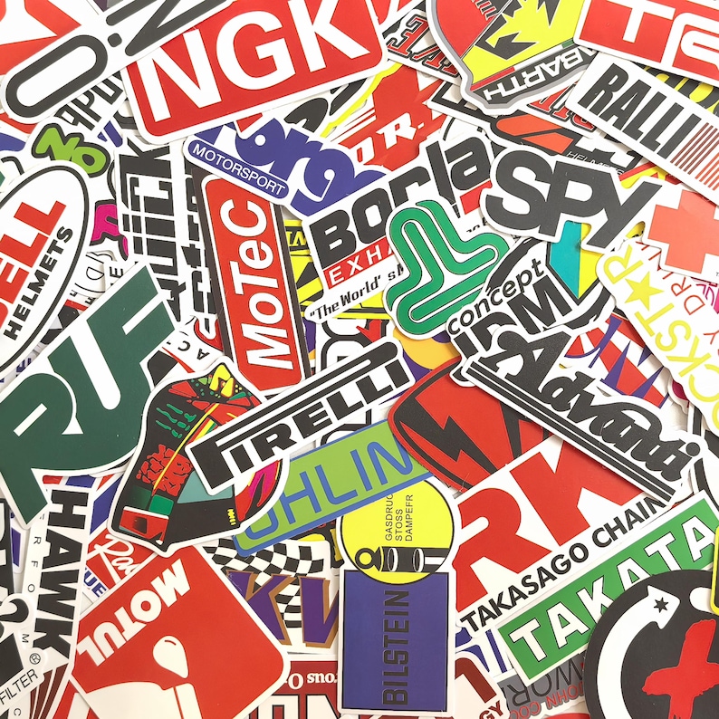 Pack of 50 Racing Stickers, Car Logo Stickers, Motorsport Stickers, Car ...