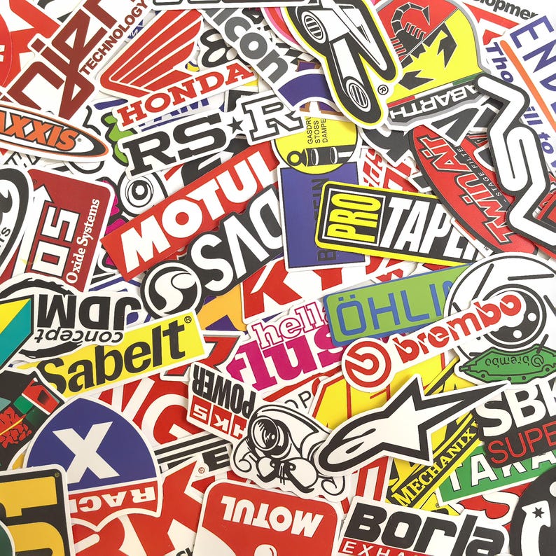 Pack of 50 Racing Stickers, Car Logo Stickers, Motorsport Stickers, Car ...