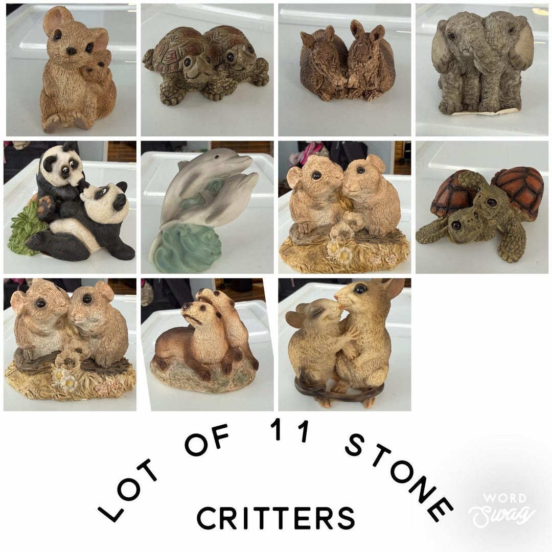 Lot of 11 Small Stone Critters Figurines Cute Animal Sculptures VTG ...