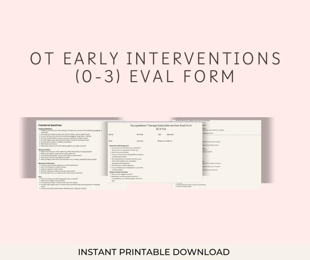 Early Intervention OT Evaluation Form | Pediatric Occupational Therapy ...