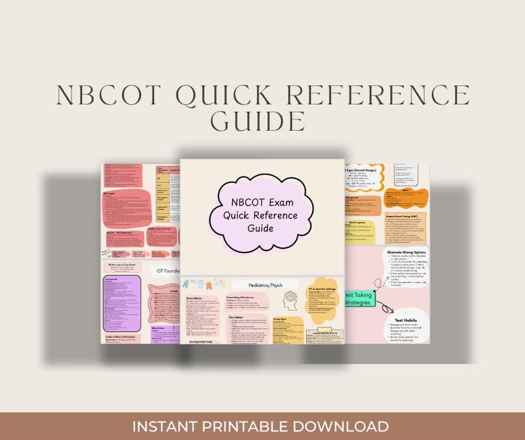 NBCOT Exam Prep | OT Quick Reference Study Guide & Printable Cheat ...