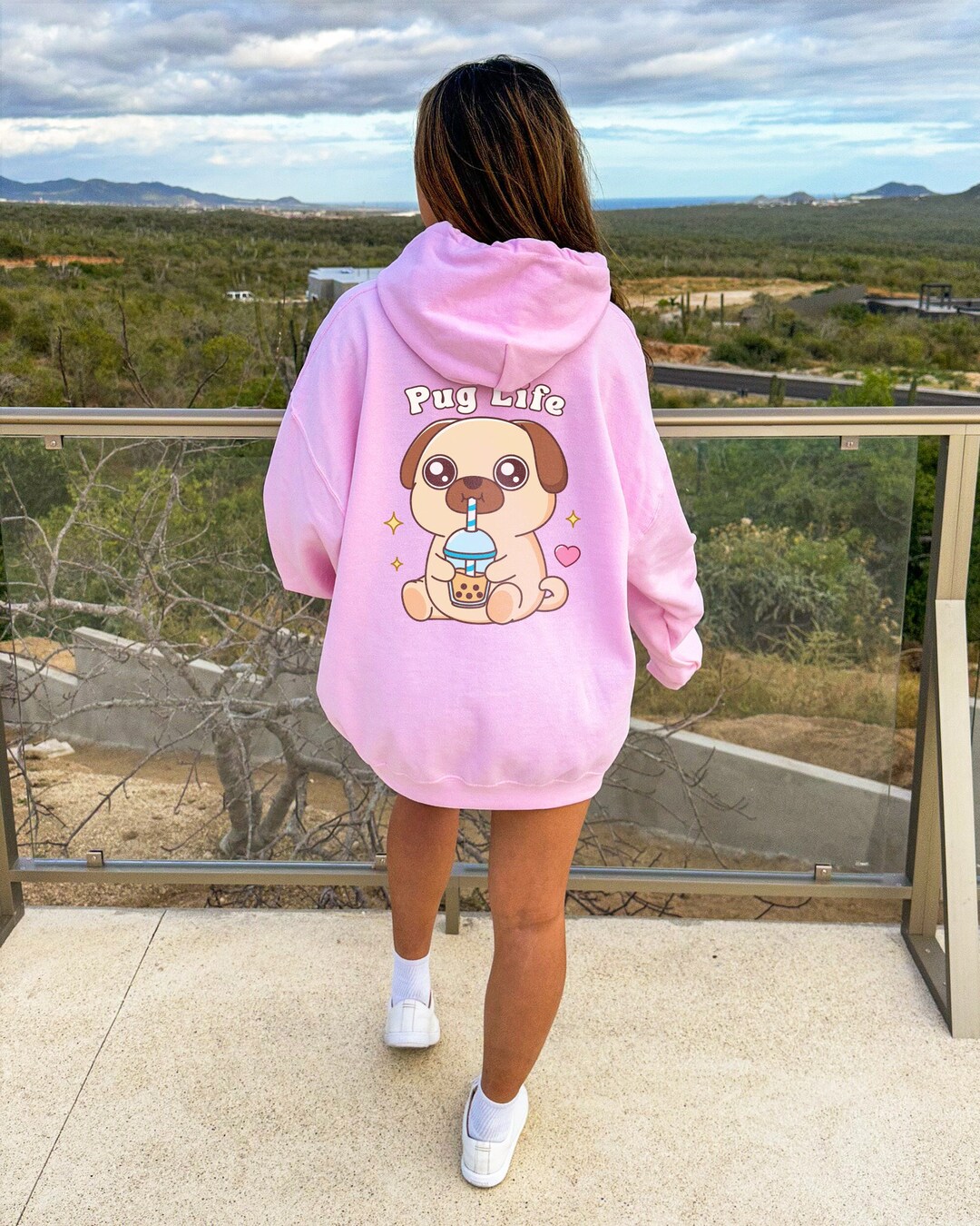 Boba Tea Pug Hoodie Bubble Tea Hoodie Cute Kawaii Hoodie Anime Hoodie ...