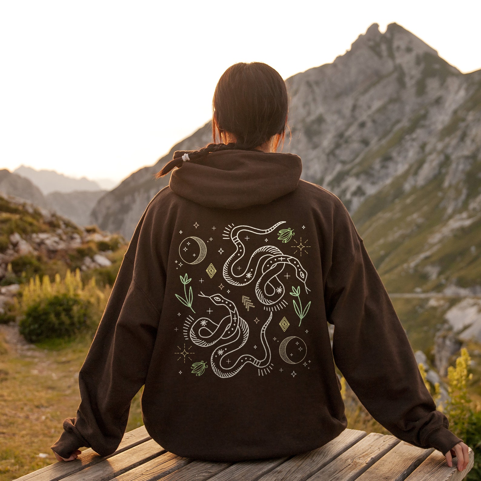 Celestial Snake Hoodie Dark Cottagecore Serpent Hoodie - Etsy