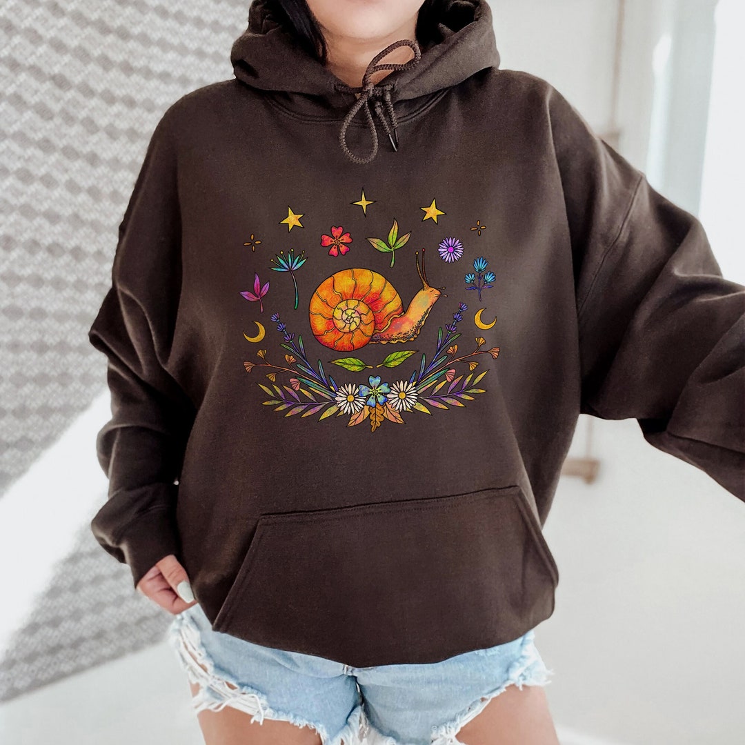 Botanical Snail Hoodie Cottagecore Clothing Whimsical Snail Clothing ...