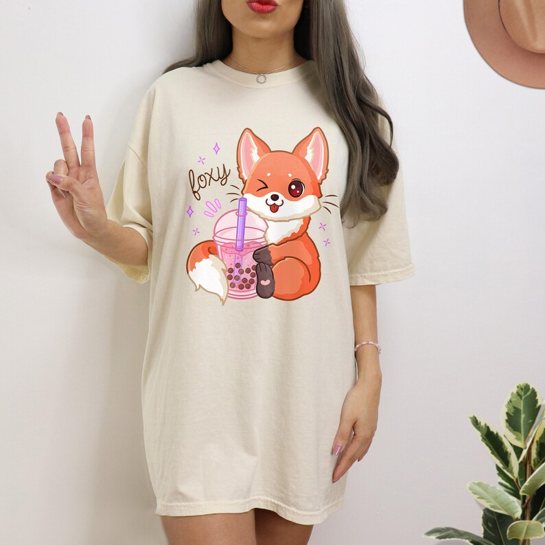Boba Tea Fox Shirt Bubble Tea Shirt Cute Kawaii Shirt - Etsy