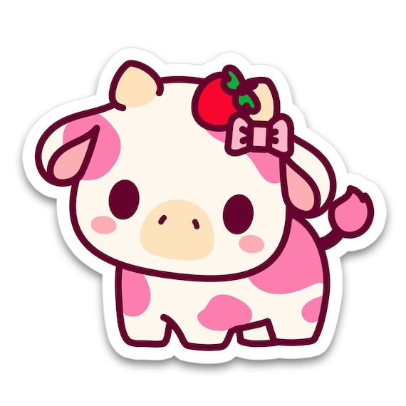 Strawberry Cow Sticker Sheet 4 Stickers Total Kiss Cut - Etsy Australia