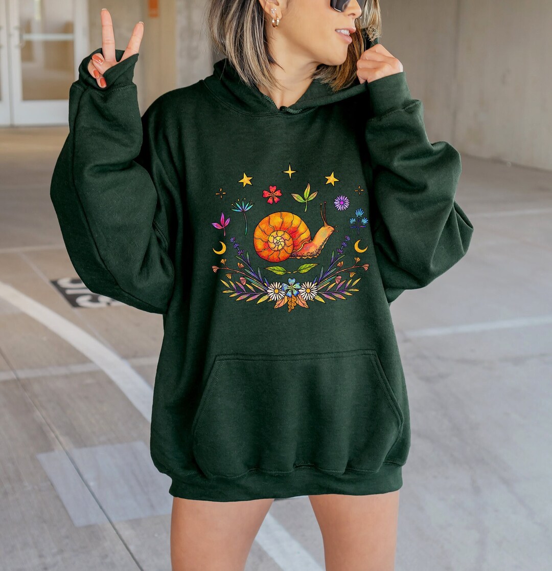 Botanical Snail Hoodie | Cottagecore Clothing | Whimsical Snail ...