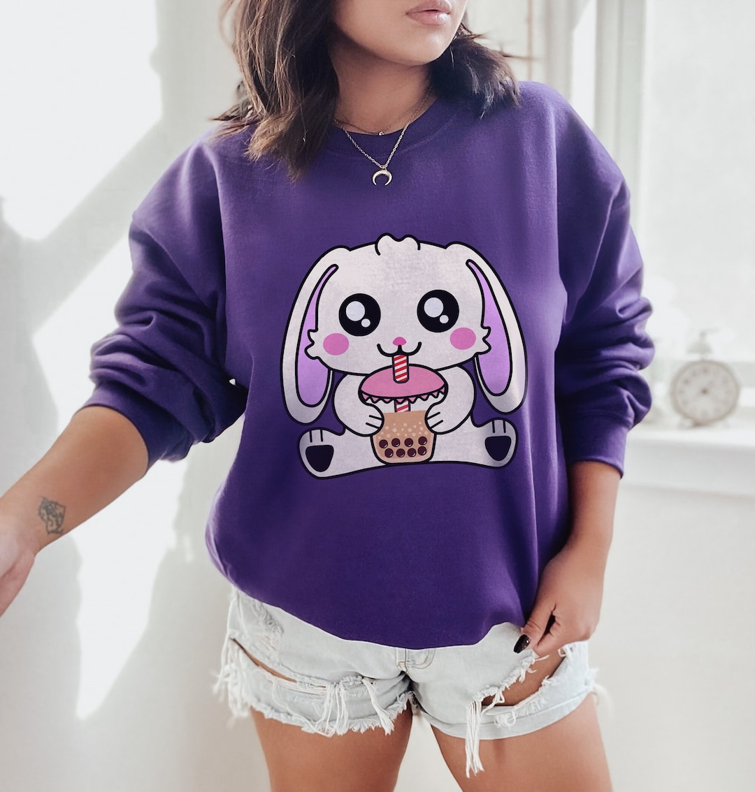 Boba Bunny Sweater | Bubble Tea Sweater | Cute Kawaii Sweater | Anime ...
