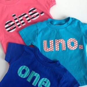First Birthday Blue T Shirt - One Uno Eins Um - Etsy