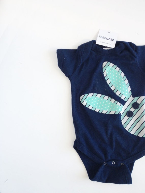 Easter Bunny Rabbit One Piece Navy Blue and Aqua Boy | Etsy