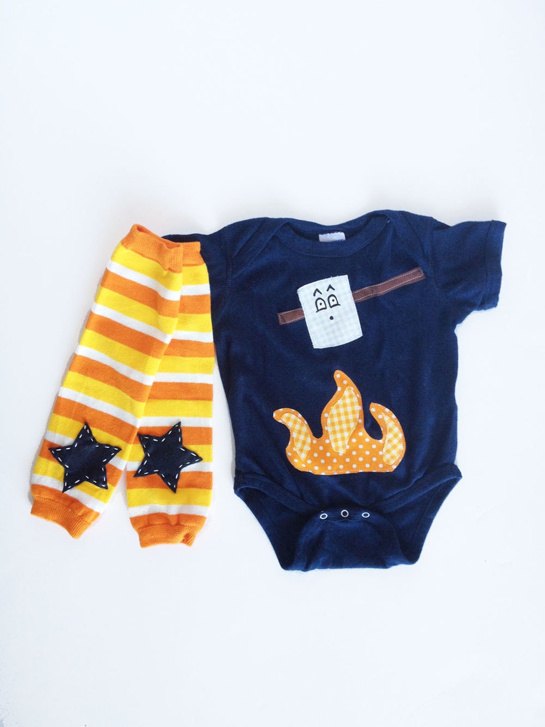Campfire Baby Camping One Piece, Toasted Marshmallow Navy Blue Creeper ...