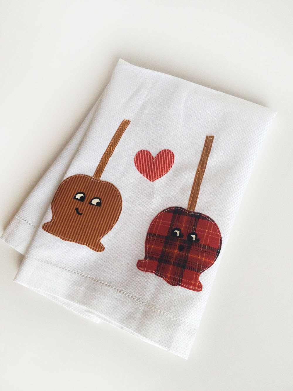 Candy Apple and Caramel Apple in Love Cotton Kitchen Towel | Etsy