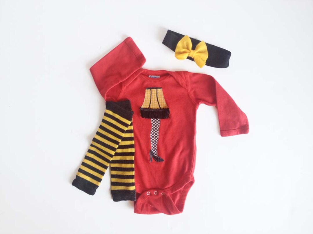 Leg Lamp on Red Long Sleeve One Piece With Hand Dyed Leg Warmers and ...
