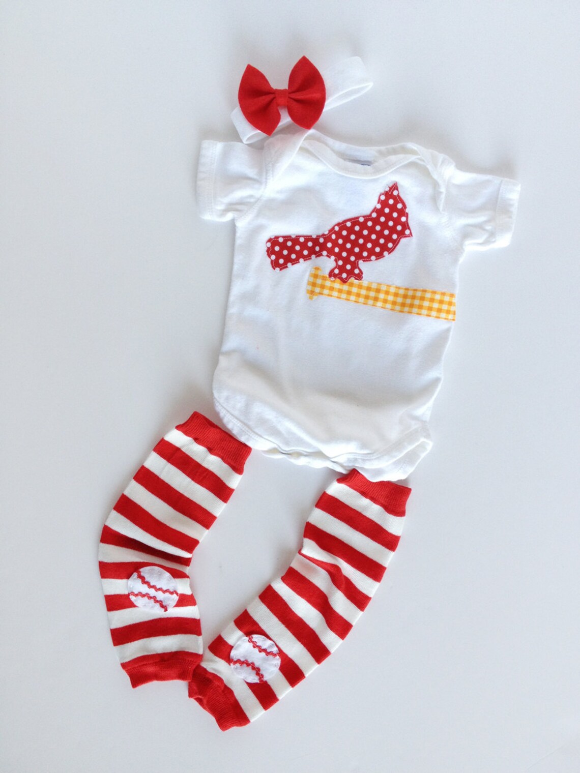 Cardinal Bird on a Bat One Piece With Red and White Baseball Leg ...