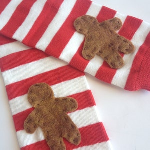 Christmas Leg Warmers, Gingerbread Man on Red and White Striped Baby ...