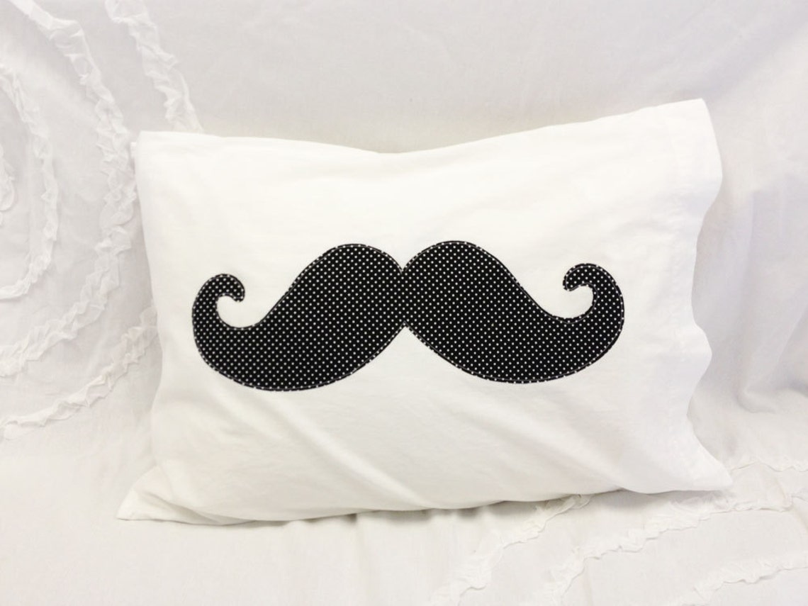 Mustache Pillow Case Black Brown Yellow Mustache Pillowcase | Etsy