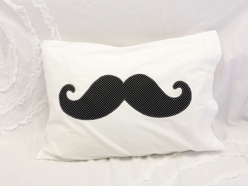 Mustache Pillow Case Black Brown Yellow Mustache Pillowcase | Etsy